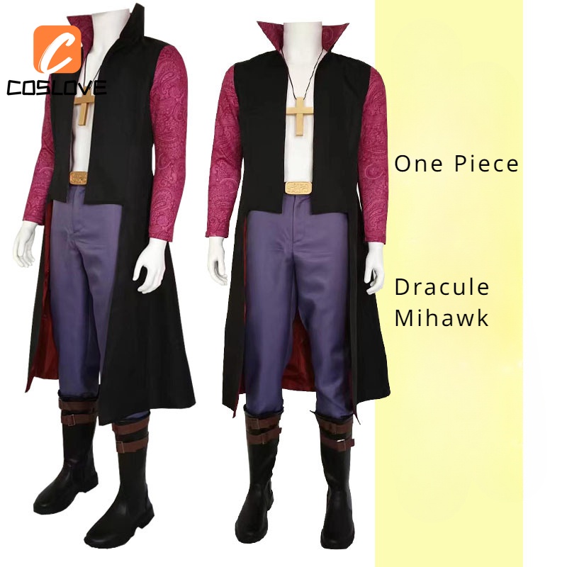 Anime One Piece Dracule Mihawk Cosplay Full Set Costume Suit for Man ...