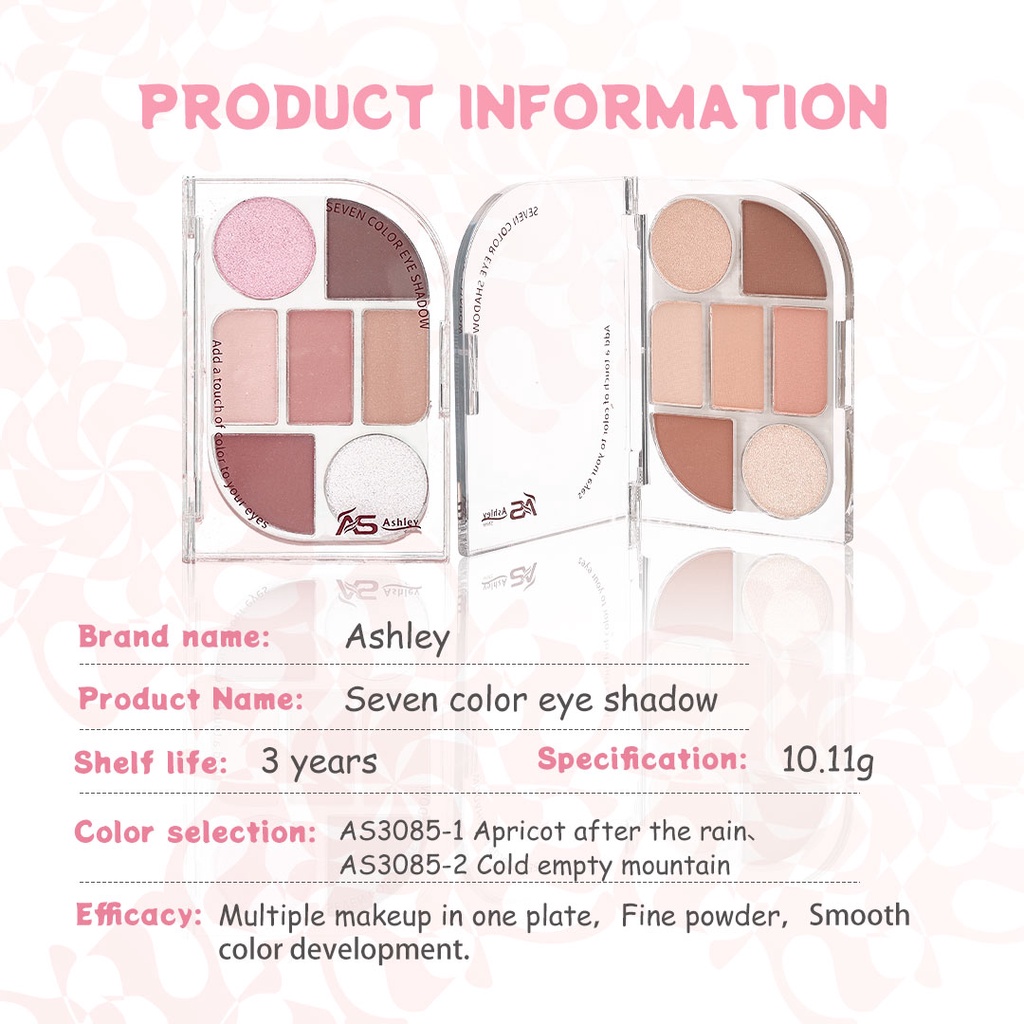 Ashley Shine 7 Colors Eyeshadow Palette High-gloss Trimming Blush Matte ...