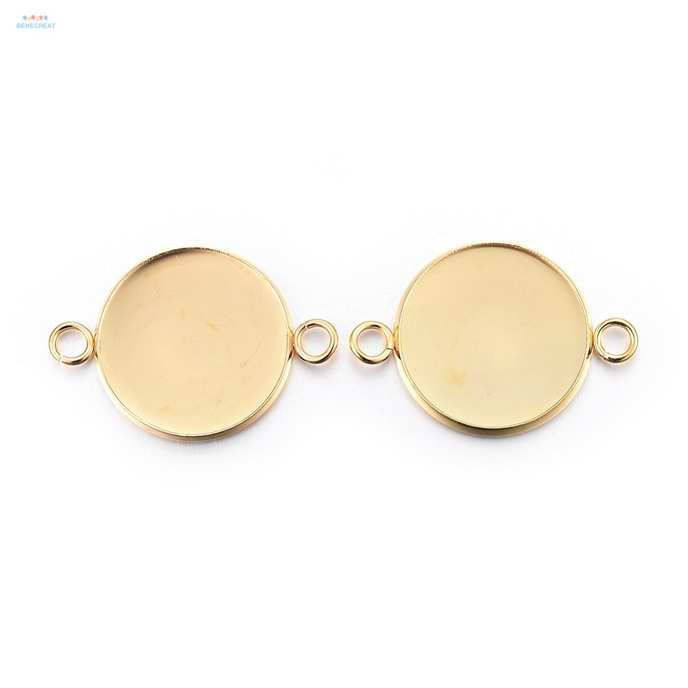 10pc 201 Stainless Steel Cabochon Connector Settings Plain Edge Bezel ...
