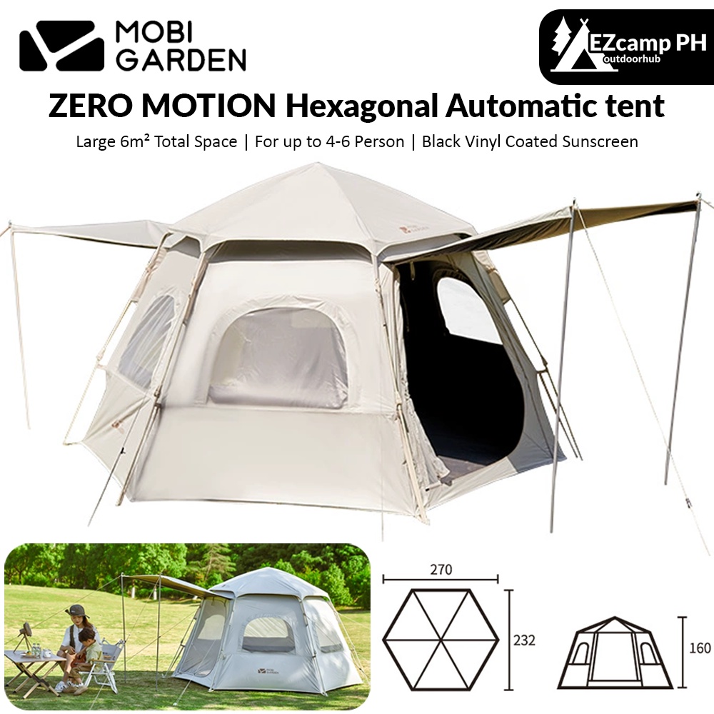 Mobi Garden ZERO MOTION Hexagonal Automatic Tent 160 Fast Build 4-6 ...