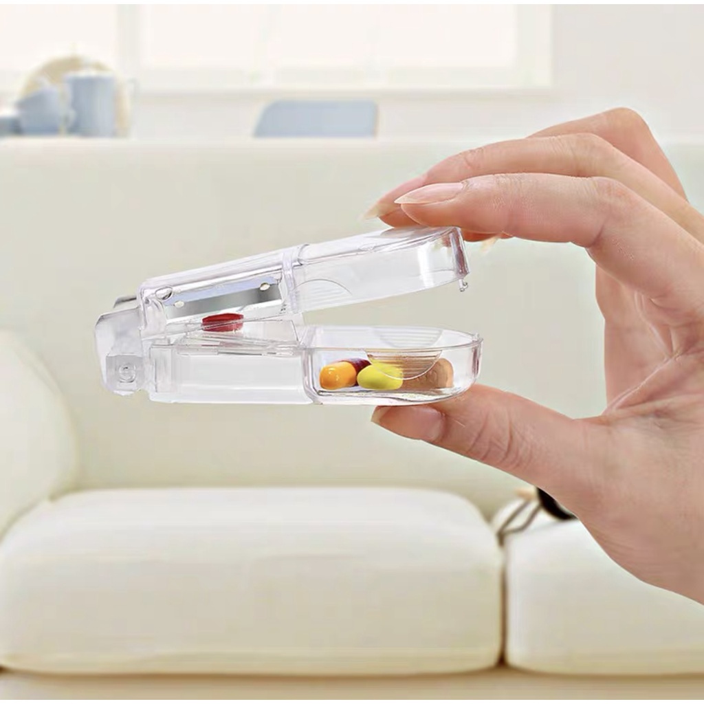 Latest Pill Cutter Medicine Portable Holder Pill Split Medicine Storage ...