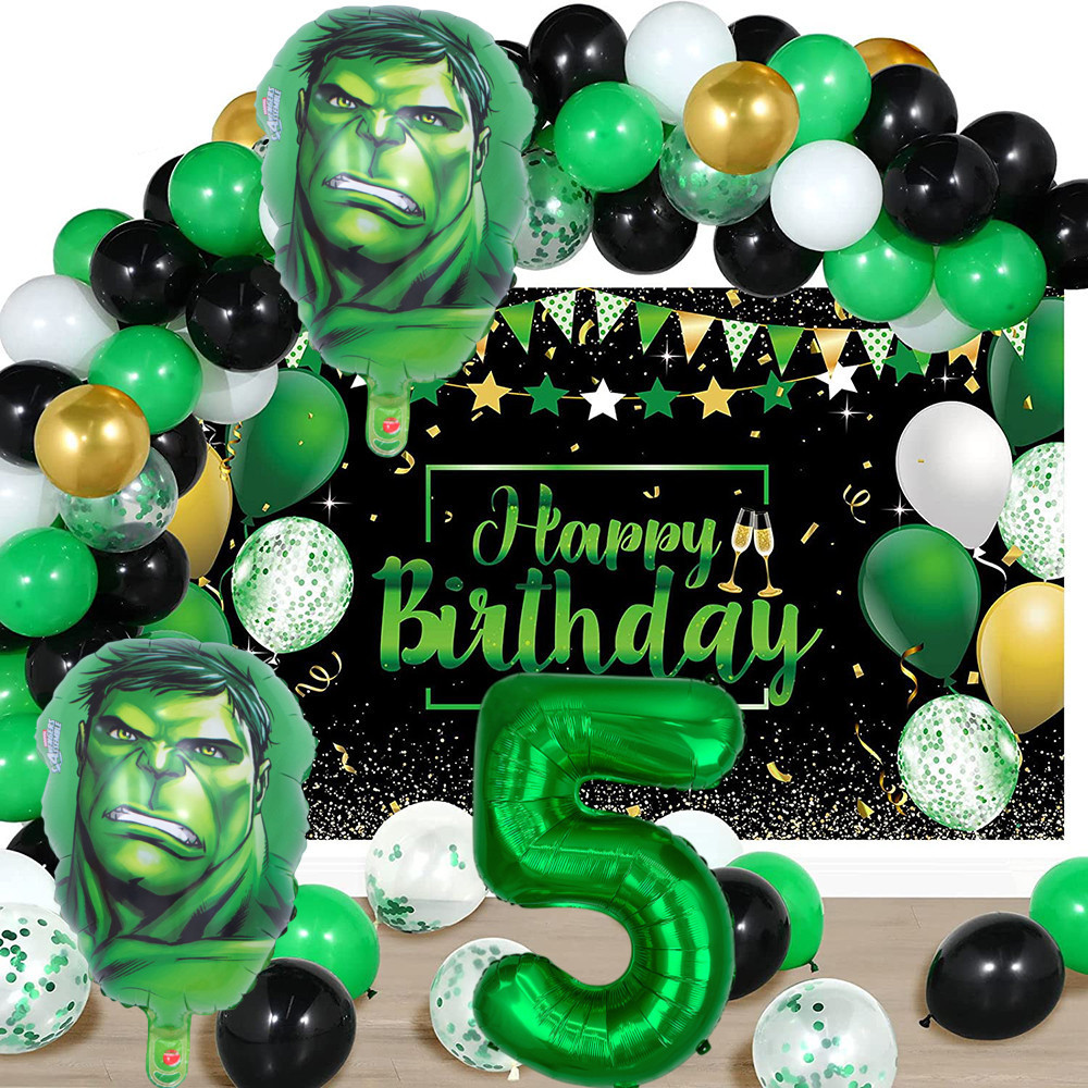 Superhero Avengers Theme Hulk Balloon Chain 32inch Green Number Black ...