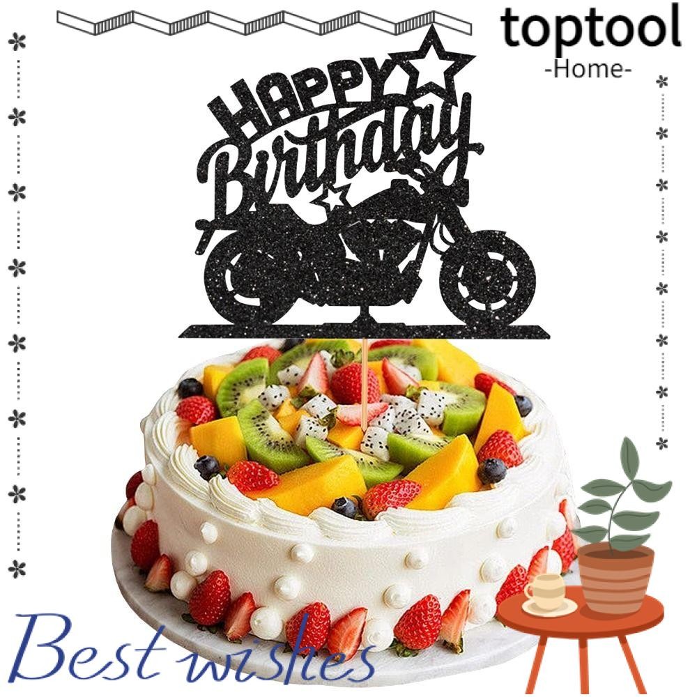 TOPTOOL Motorcycle Birthday Decorations, Motorbike Theme Cake Topper ...