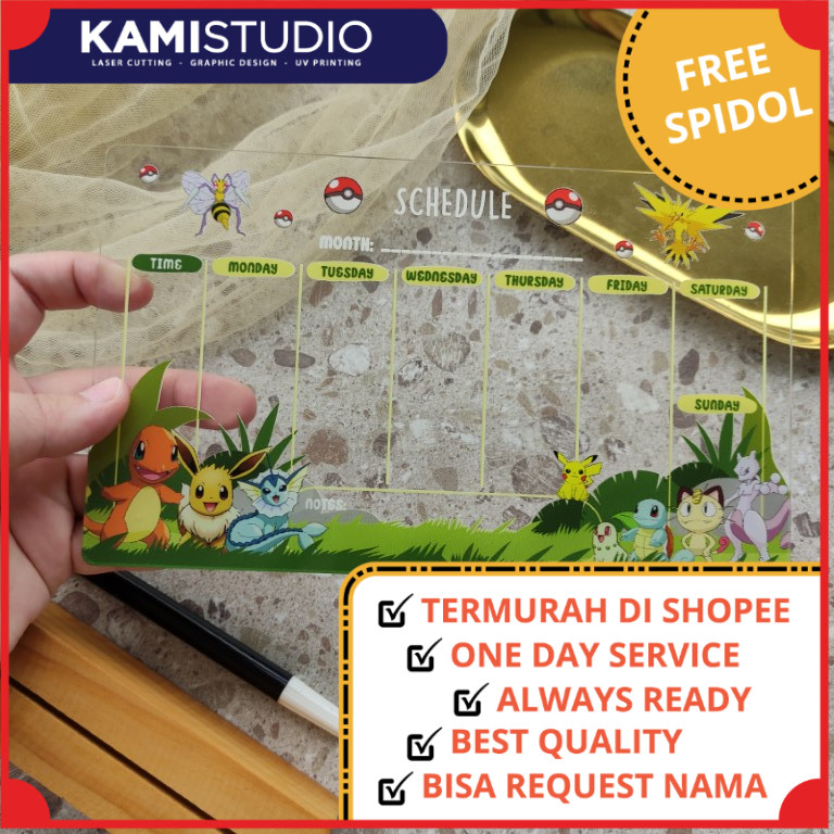 Acrylic Schedule Board POKEMON / acrylic POKEMON Schedule Board ...