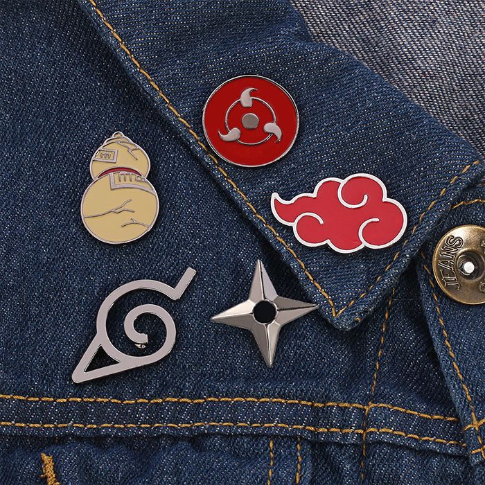 Naruto Cartoon Anime Pin Badge Set Cartoon Brooch Sasuke Sharingan ...