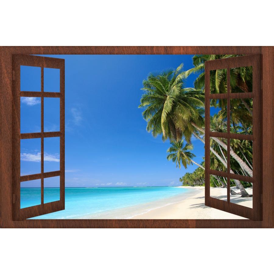 Sea 3D Window View Sticker Wall Art Vinyl Decal Summer Beach Landscape ...