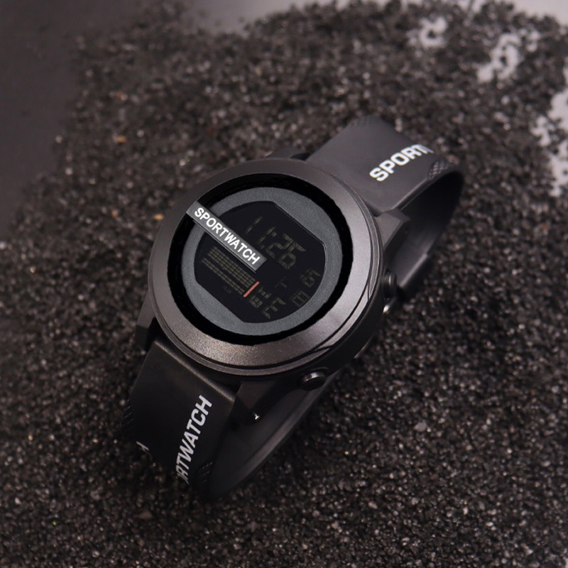 New Men's Black Technology Electronic Quartz Watches Multi-function ...