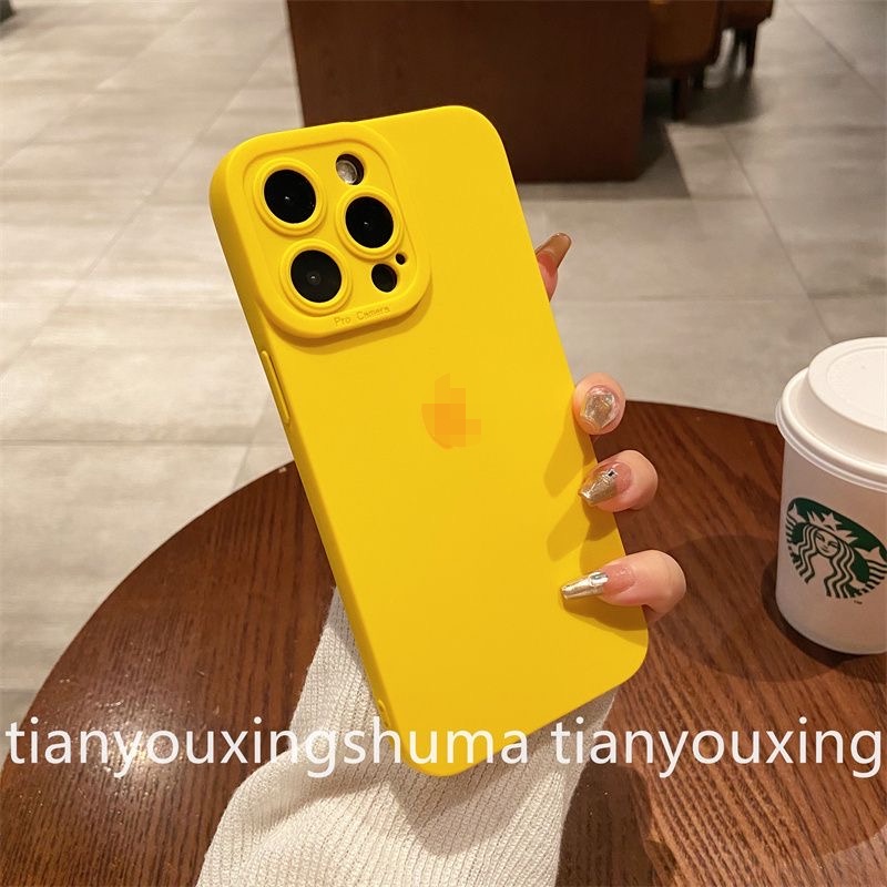 Angel Eyes Lemon Yellow APPLE Lable Skin Feel Silicone Soft Case IPhone ...