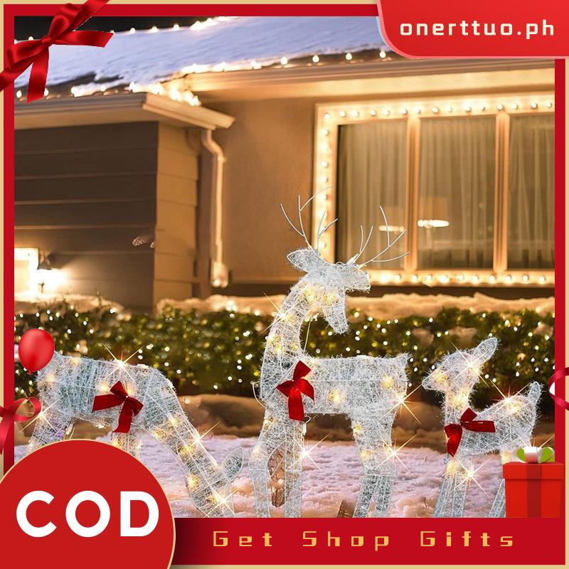 COD Lighted Christmas 2D Reindeers Outdoor Decorations, Pre-Lit Light ...