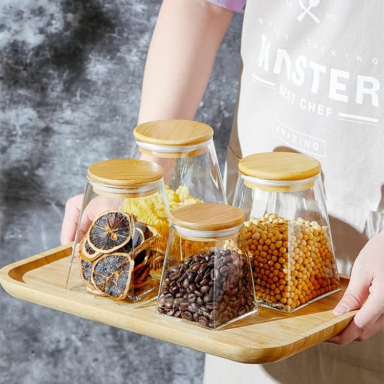 Inna Home Food Storage Tank Pyramid Shape with Bamboo Lid Food ...