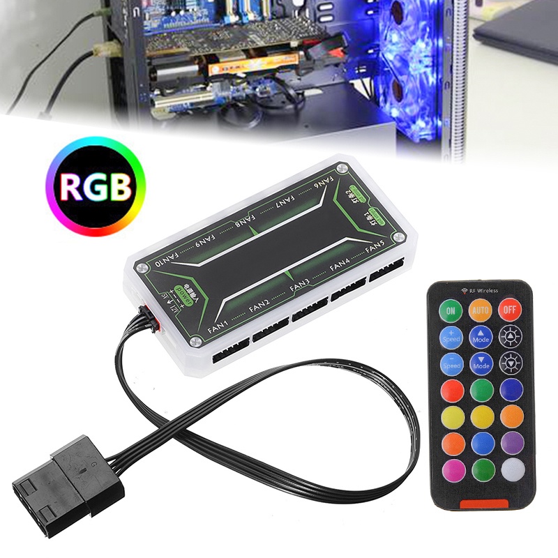 PC RGB RF Remote Console Wireless Computer Fan Case Controller For ...