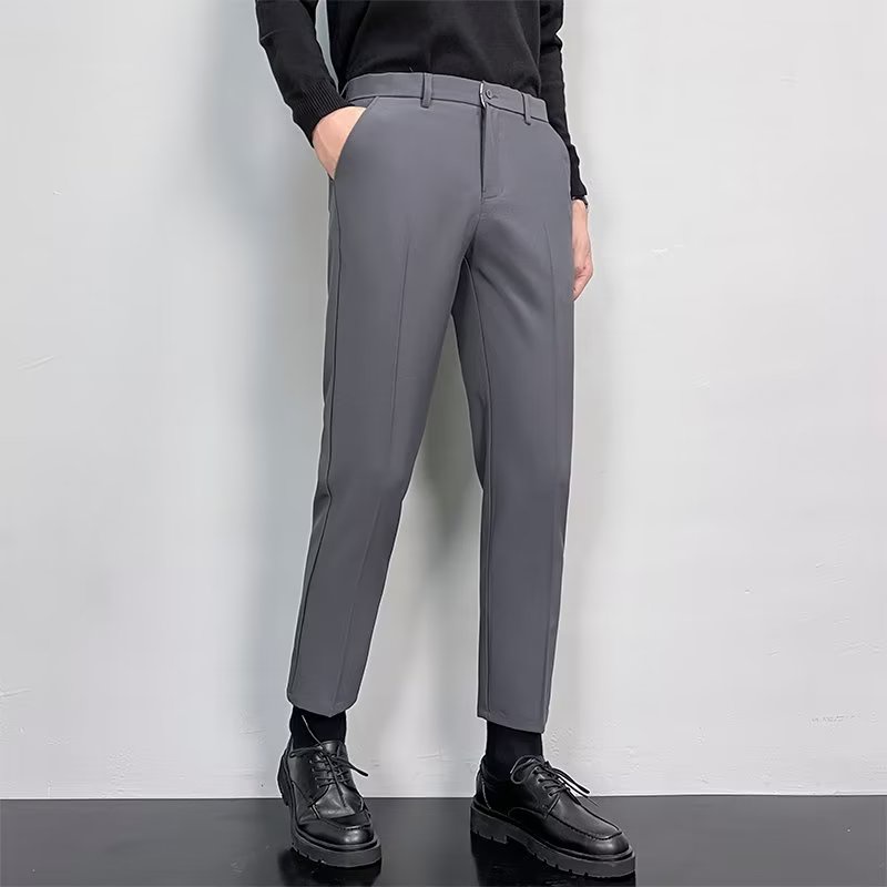 Cabin Fashion Elegant Slacks Black Ankle Men's Suit Pants Casual ...