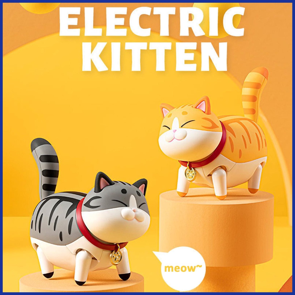 Walking Cat Figurine Funny Mini Walking Cats Statues with Electric ...