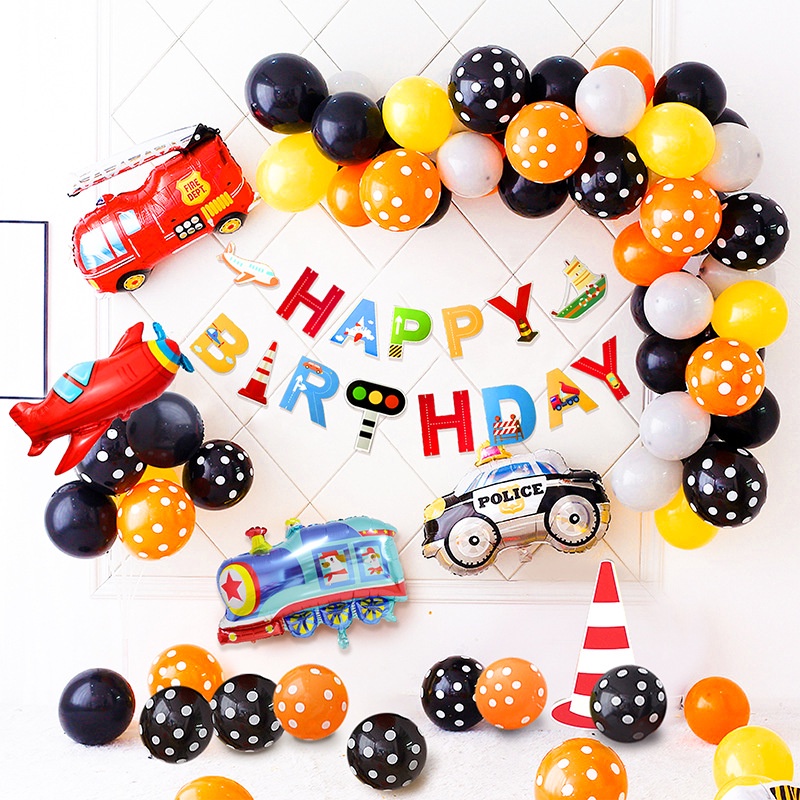 Construction Engineering Vehicle Balloons Set Plane Police Car Train ...