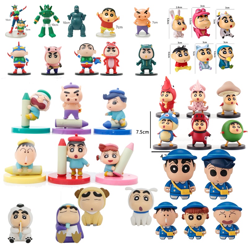 6 Pcs Set Crayon Shin-chan Shinnosuke Nohara Himawari Nohara Action ...