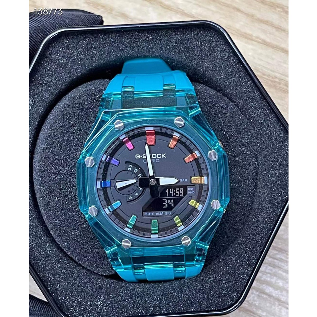 CASI*O G-shock GA-2100SRS AP Sapphire Blue Sports Watch GA-2100 AP Camo ...
