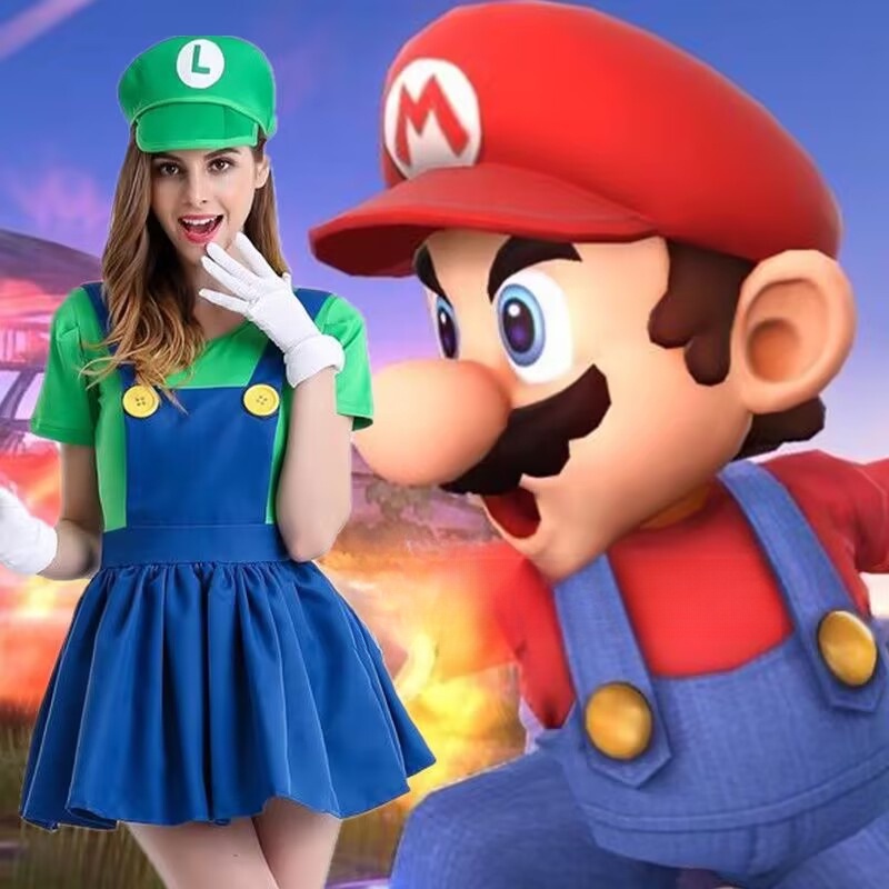 Adults Super Mario/Luigi Brothers Plumber Cosplay Costume For Women ...