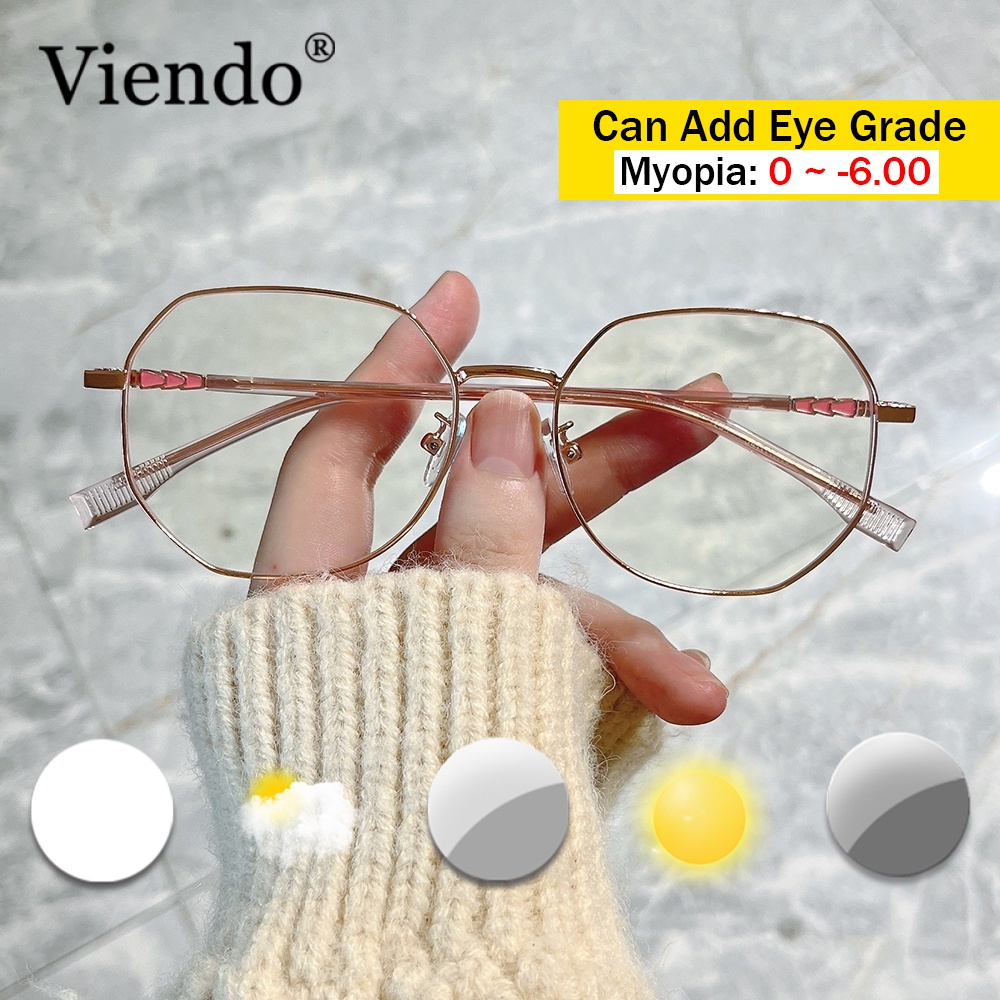 Photochromic Anti Radiation Eye Graded Glasses For Women Men Metal ...