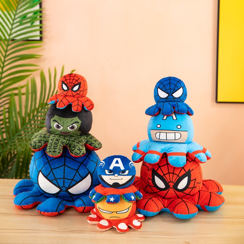 20CM Cute Hulk Spiderman and Captain America Iron Man Flip Reversible ...
