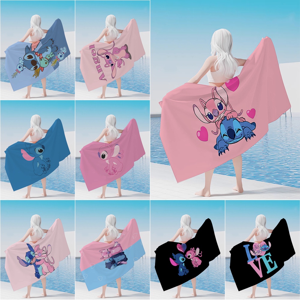 Cartoon Stitch and Angela Single-sided Printing Swimming Soft Absorbent ...