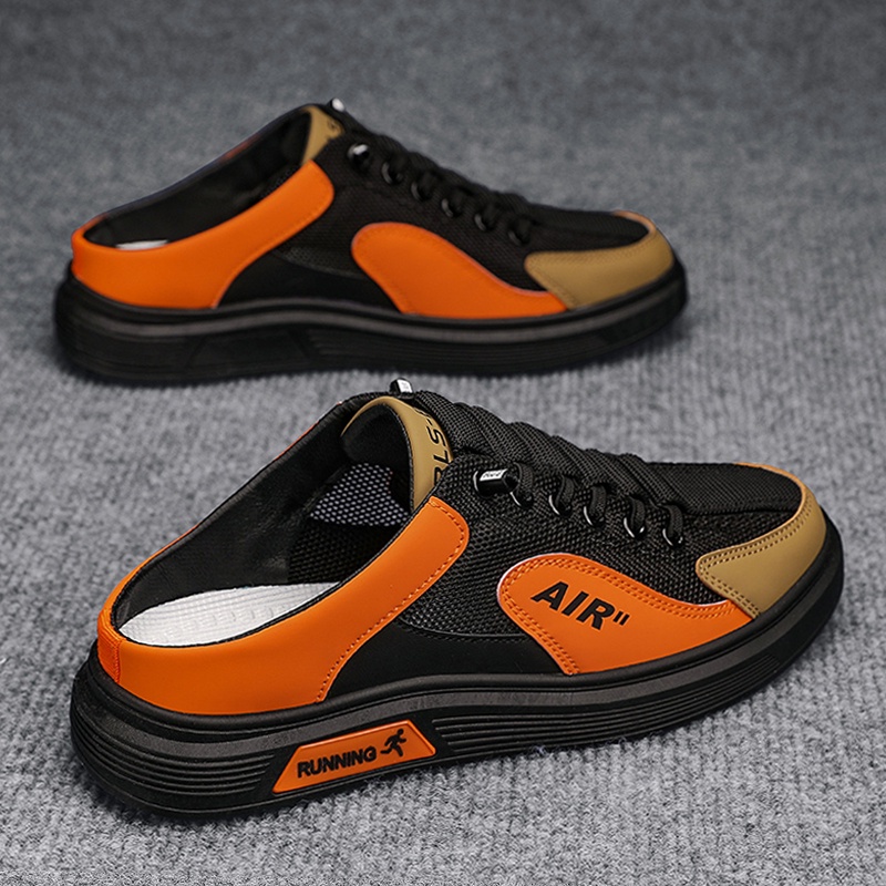 Ready Stock Step on casual men's shoes Mesh Half Slippers Sneakers ...