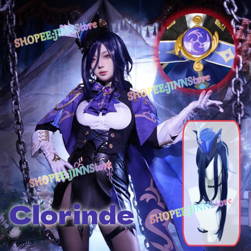 - JINN - GENSHIN IMPACT Clorinde Cosplay Costume Adult Carnival Uniform ...