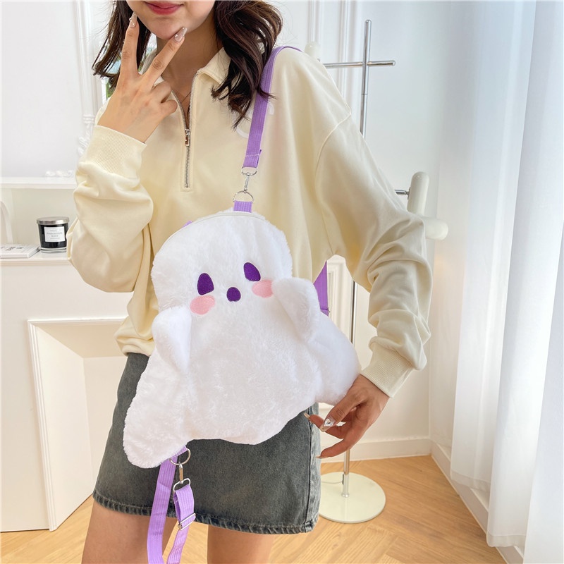 Kawaii Gothic Plush Backpack Goth Plush Fluffy Bag Dark Gothic Backpack ...