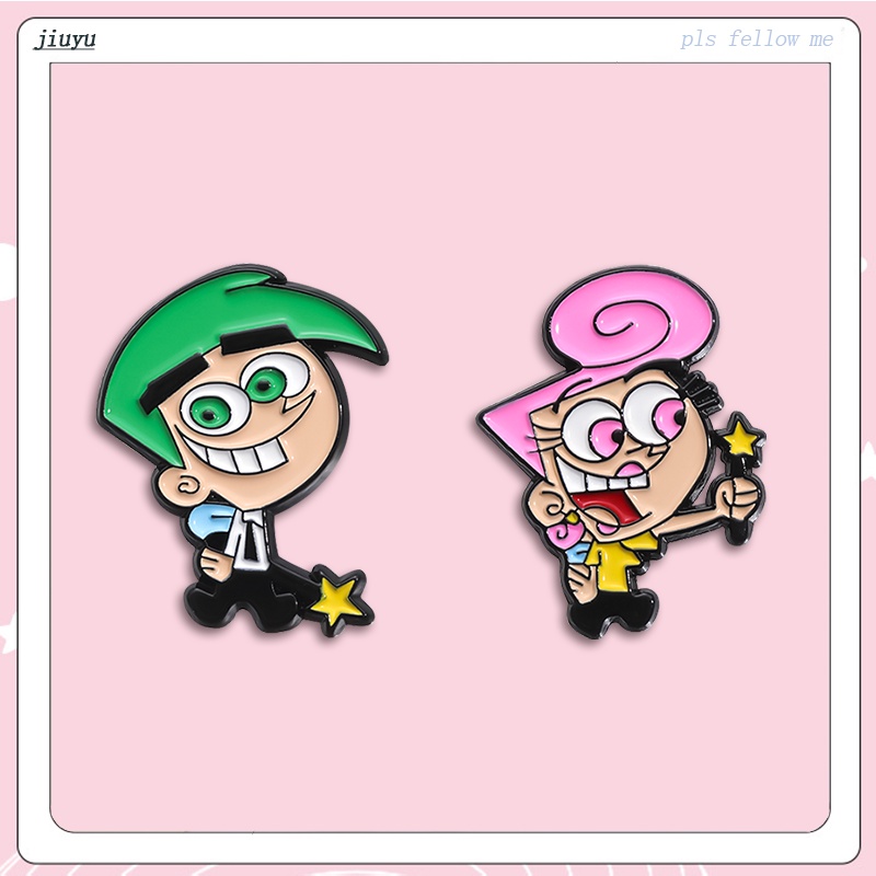 Anime The Fairly OddparentsEnamel Pin Cosmo and Wanda Brooch Funny ...