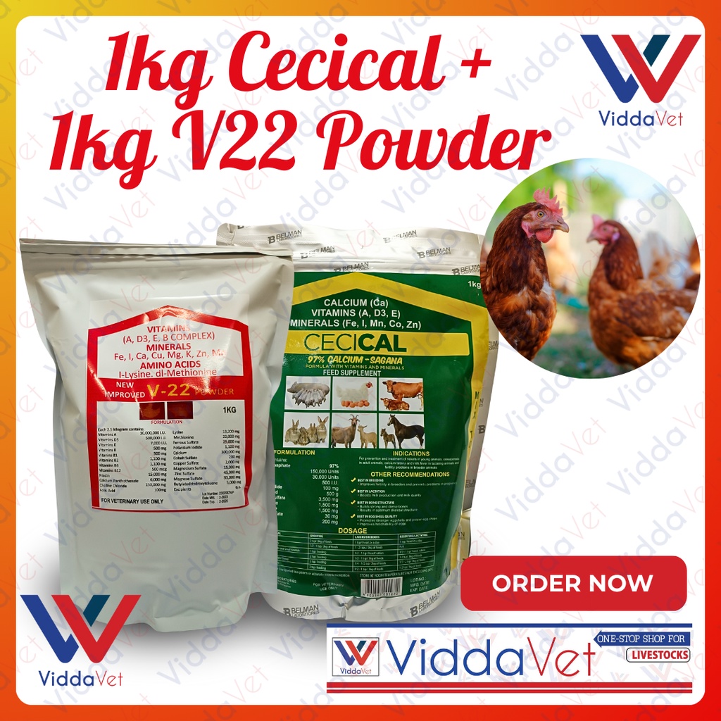 1kg Cecical Powder+1kg V22 Powder Viddavet 1kg cecical vitamins 1kg V22 ...