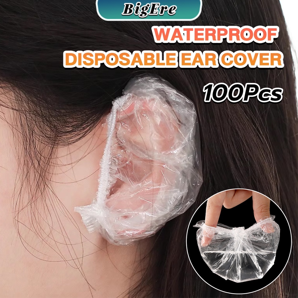 BEre 100 pieces waterproof disposable earmuffs earmuffs hair dye shower ...