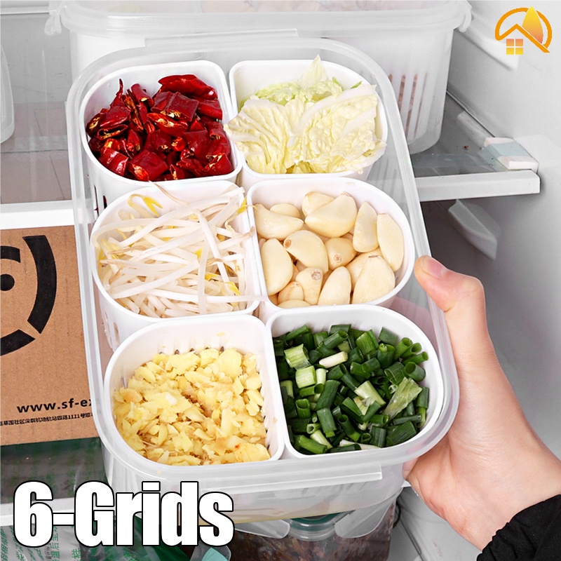 2/4/6 Grids Food Storage Drain Box / Kitchen Refrigerator Ffresh ...