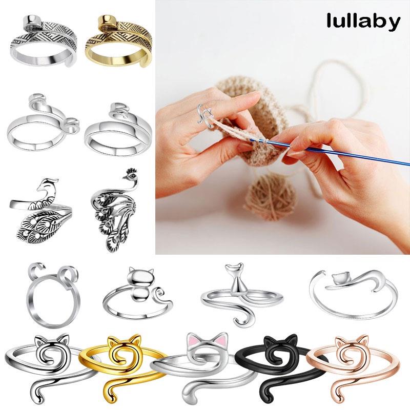 1 Piece Metal Knitting Tools Handamde Peacock Finger Ring Blade Needle ...