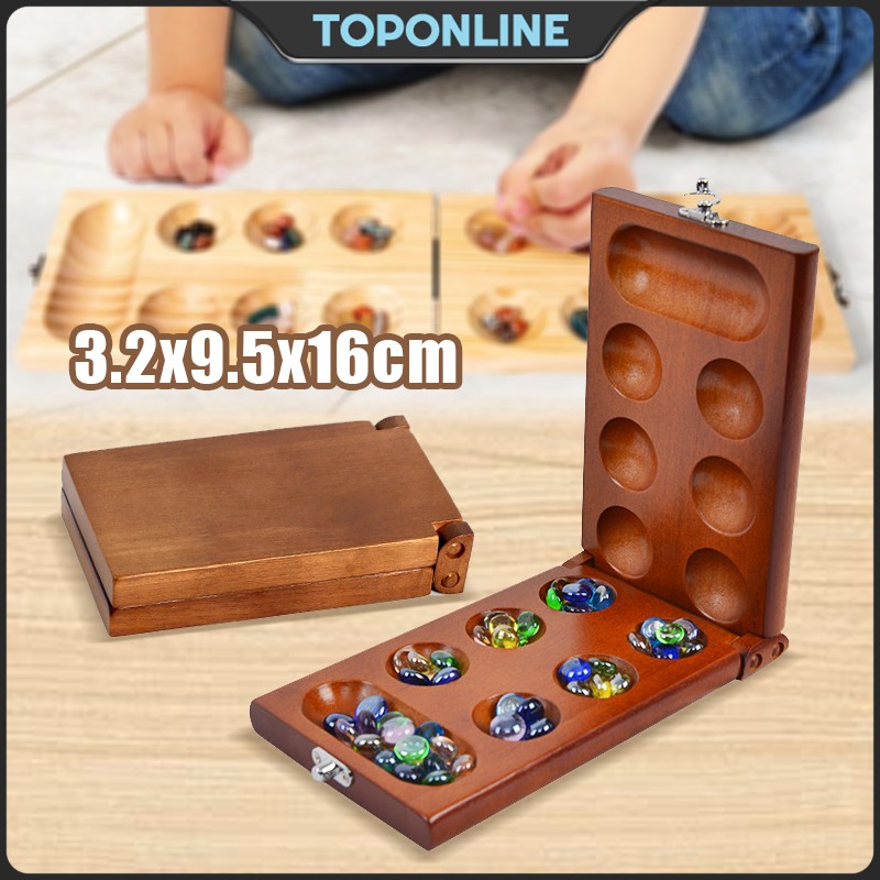 Foldable SUNGKA Game Set Mancala African Stone Board Game Travel Wooden ...