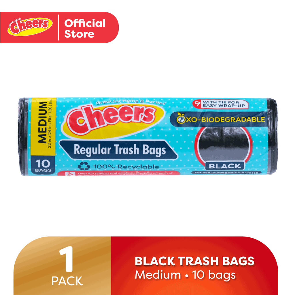 Cheers Medium Size Trash Bag 10 Bags - Black Color (1 Pack) CTC ...