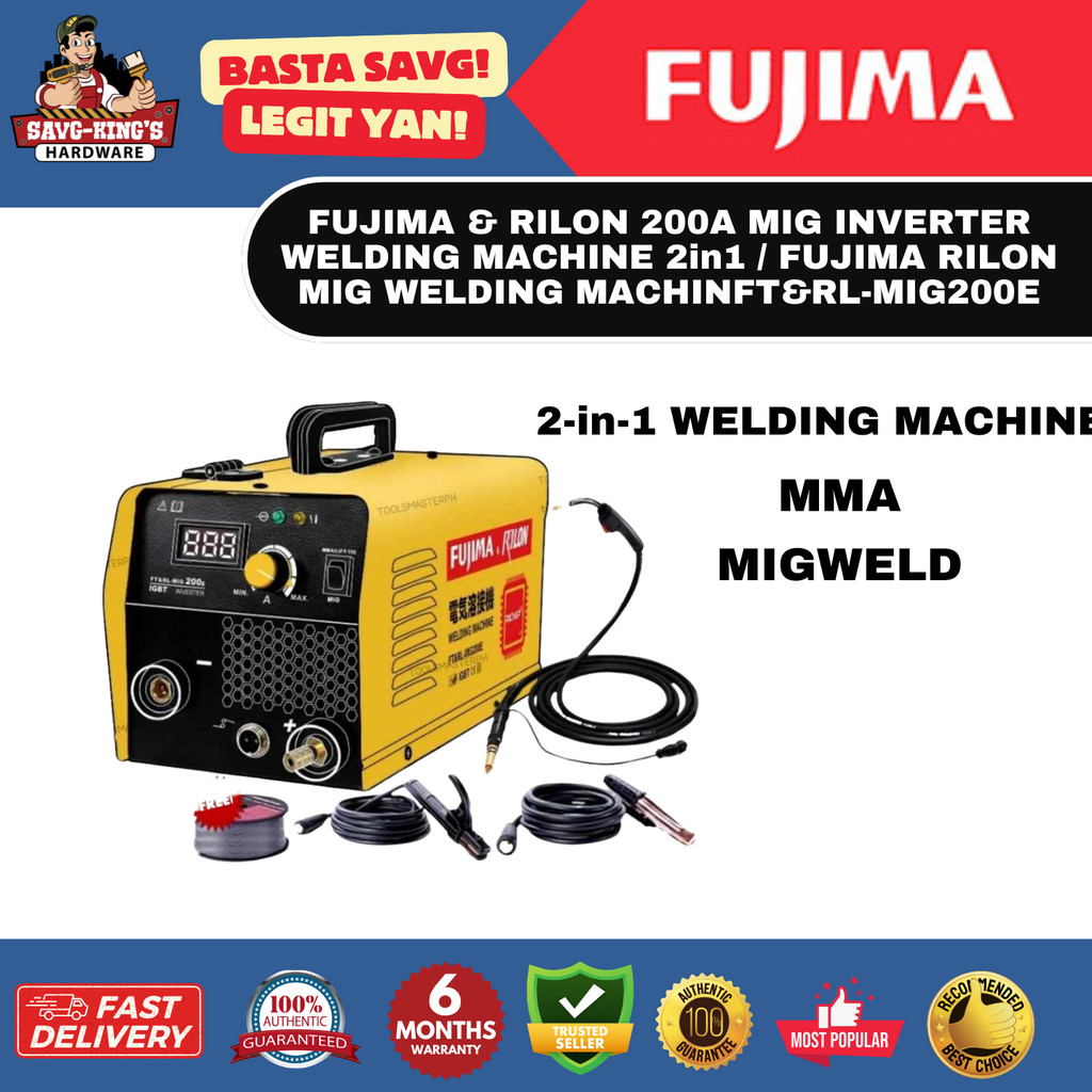 FUJIMA & RILON 200A MIG INVERTER WELDING MACHINE 2in1 MIG MMA 2OOA FLUX CORED FT&RL-MIG200E ...