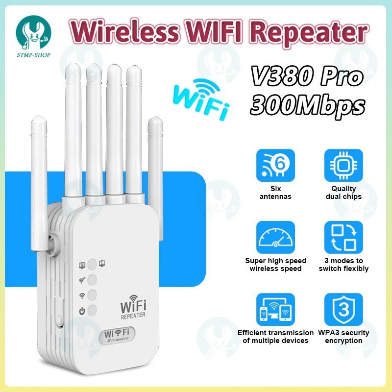 2025 New 4 Antenna Wifi Repeater 300Mbps Fast Speed WiFi Range Extender ...