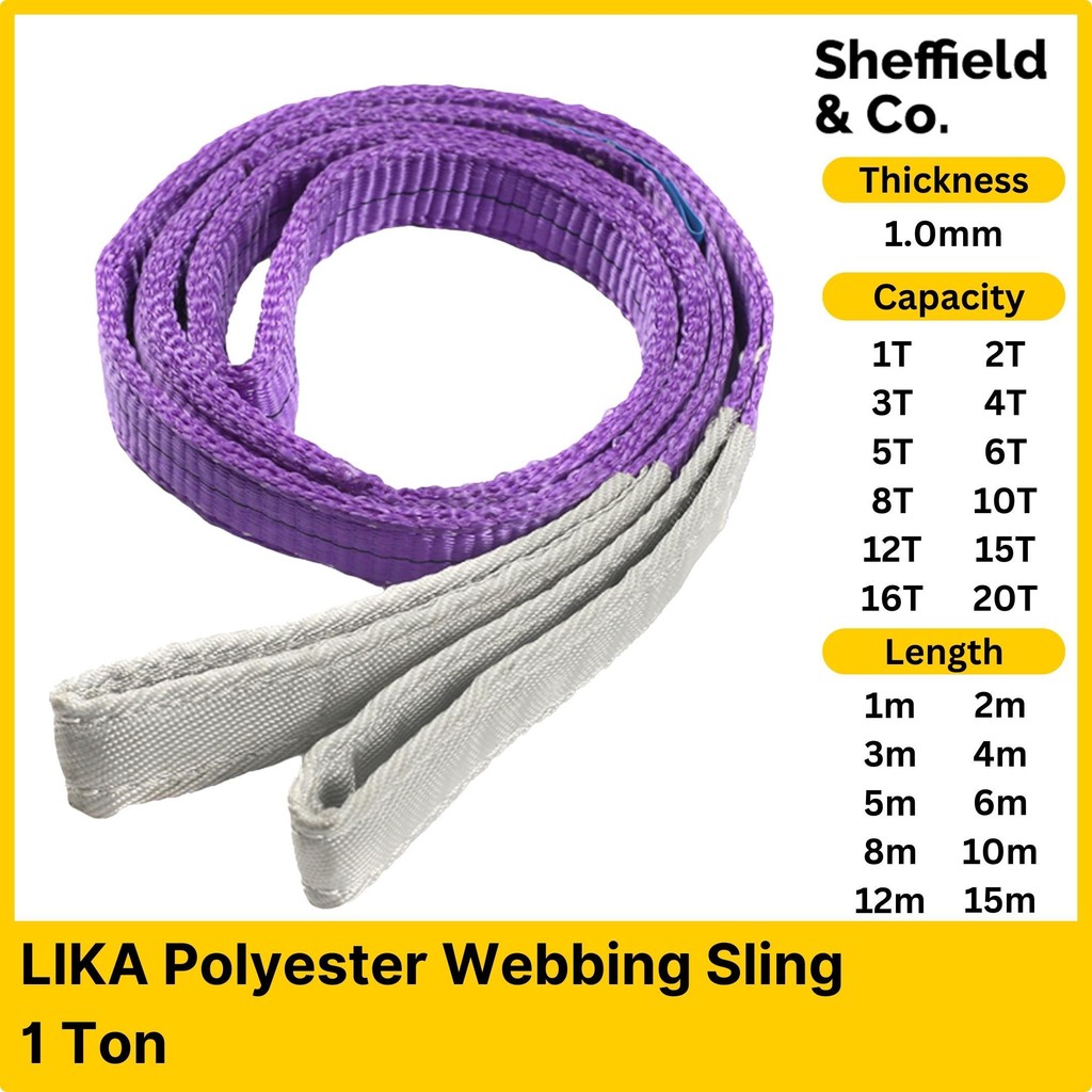 LIKA Polyester Webbing Sling, Heavy Duty Cargo Lashing, Tie Down (1T) x ...