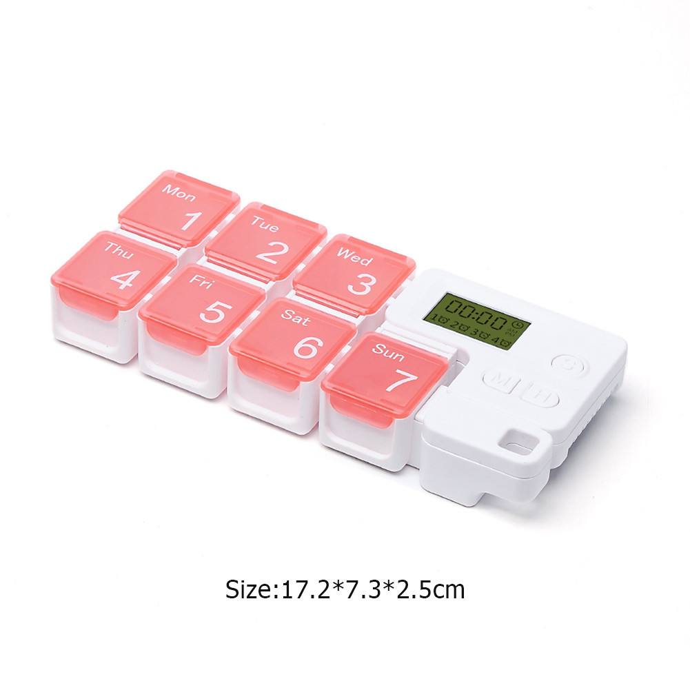 7-Day Pill Organizer Box Smart Medicine Storage Timer Weekly Pill Drug ...