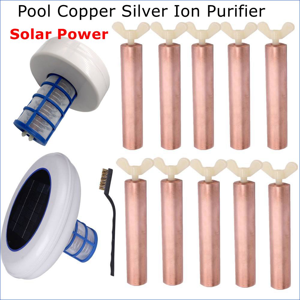 2/1PC Solar Powered Pool Ionizer Purifier Copper Silver Ion Algae ...
