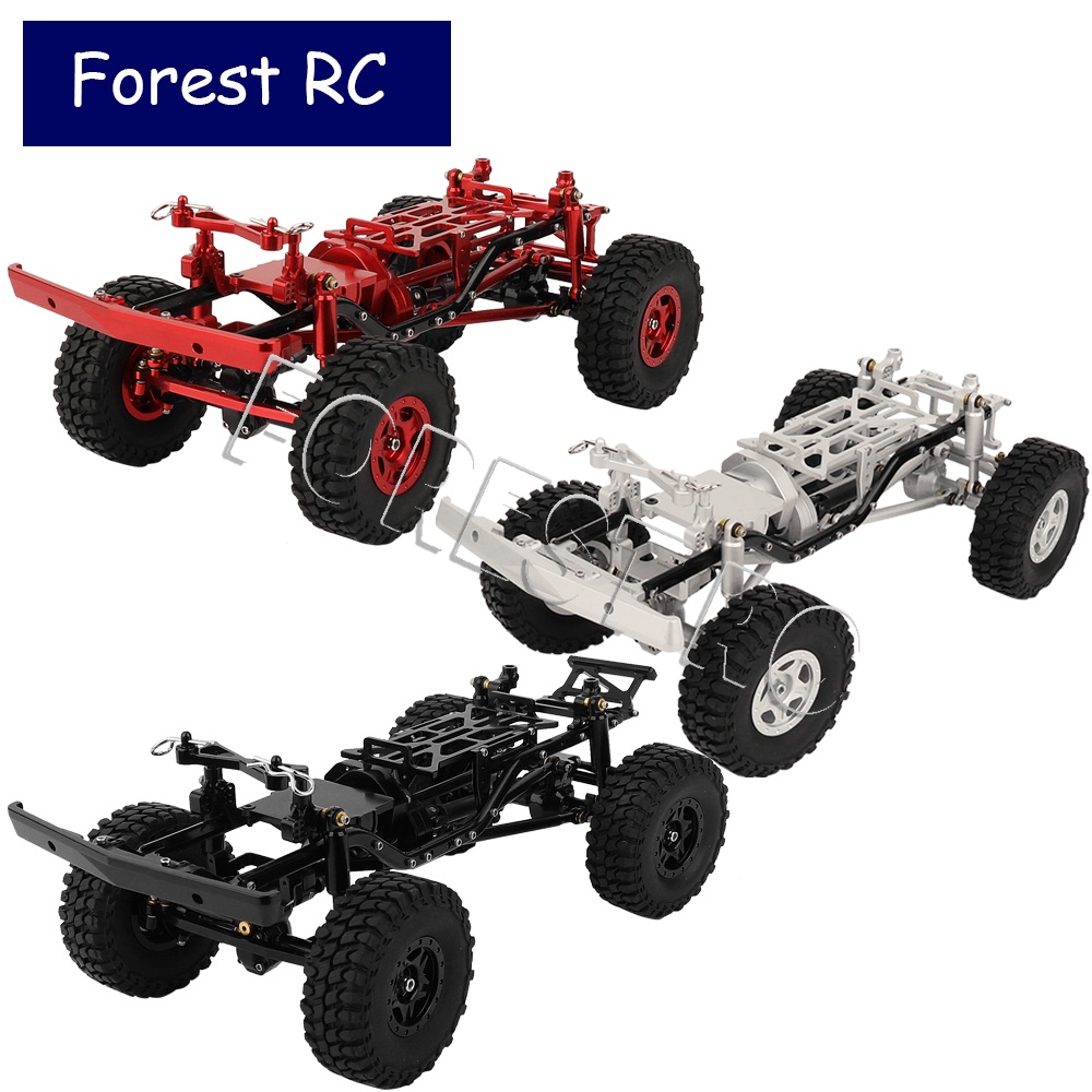 4WD Full Metal Chassis Frame Refit Kit with Two Steering axle Bumper Wheels Rim for Axial 1/24 ...