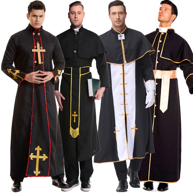 Adult Medieval Priest Costume For Men Christian Catholicism Priest robe ...