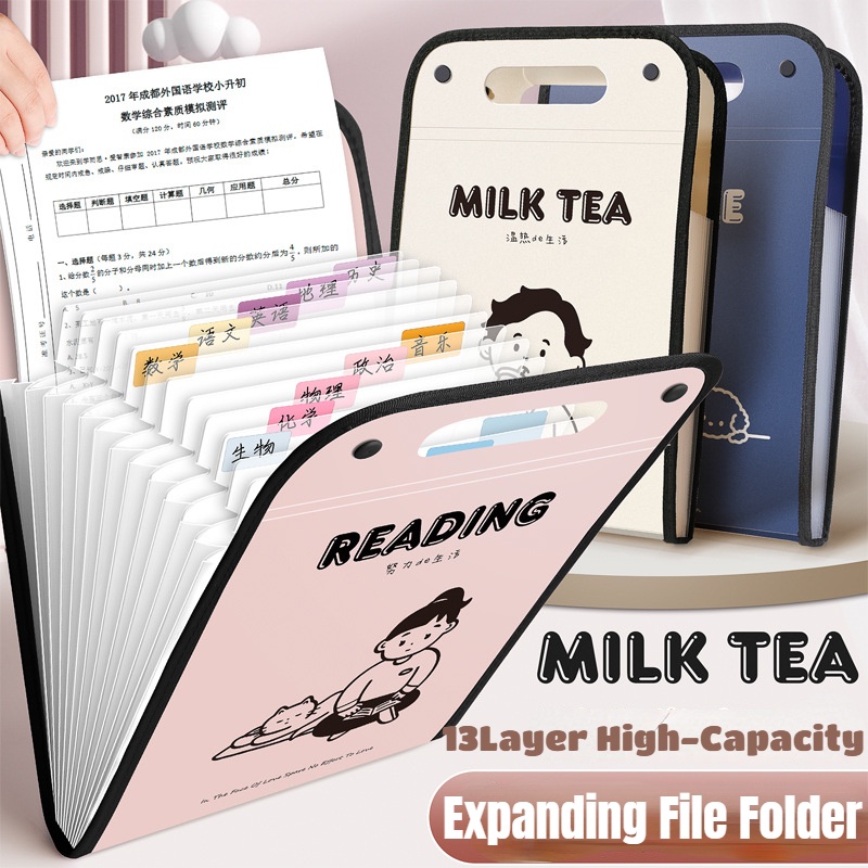 13pockets A4 Expanding File Folder Expandable Envelope Document Organizer Storage School
