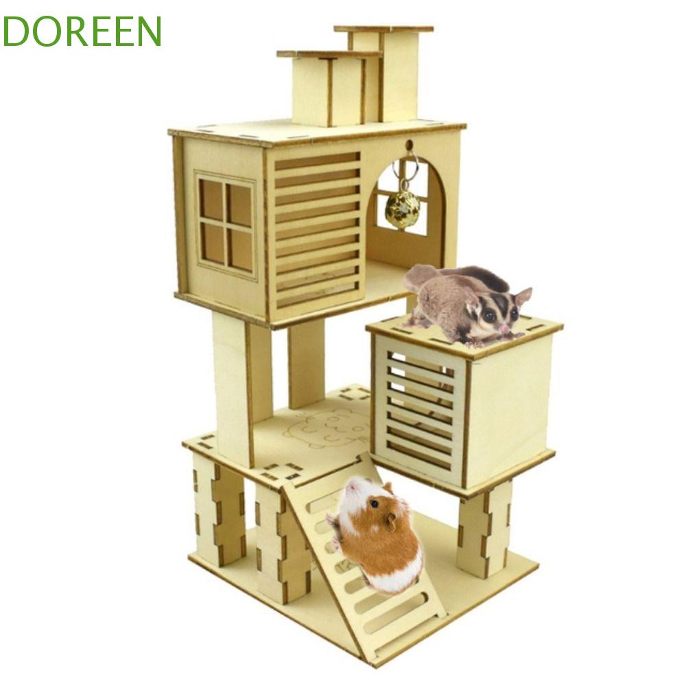 DOREEN Hamster House Wooden with Window Removable Rat Playground ...
