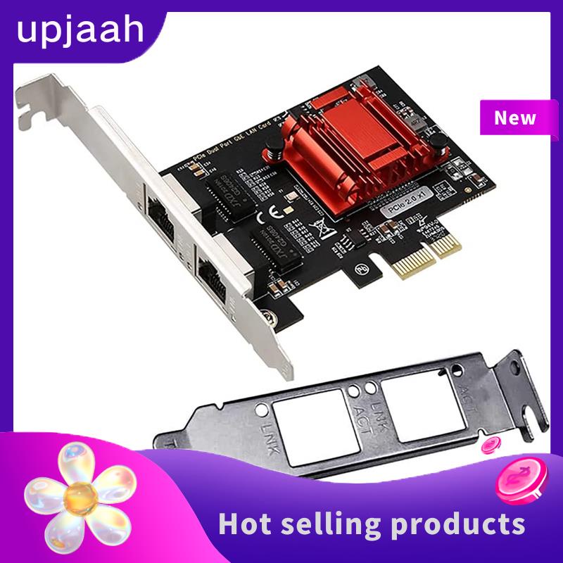 upjaah Dual-Port PCIe Gigabit Network Card 1000M PCI Express Ethernet Adapter with 82576 Two ...