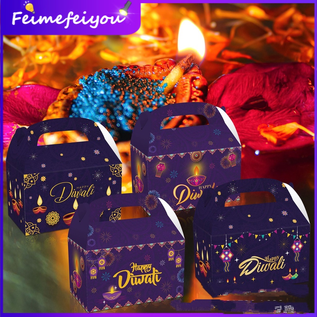 2024 Happy Diwali Gift Boxes Deepavali Candy Handheld Paper Box Party ...