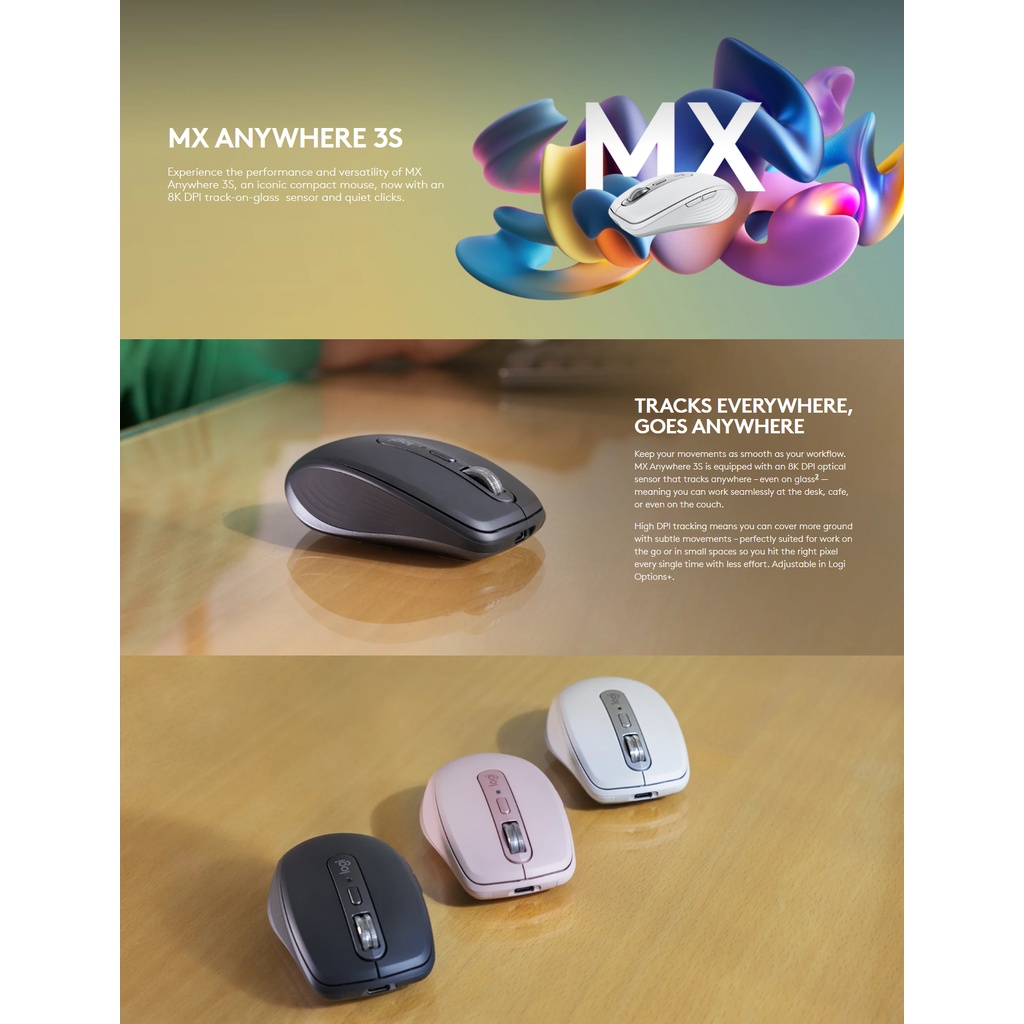Logitech MX Anywhere 3s 8000 DPI Multi-Device Wireless Performance ...