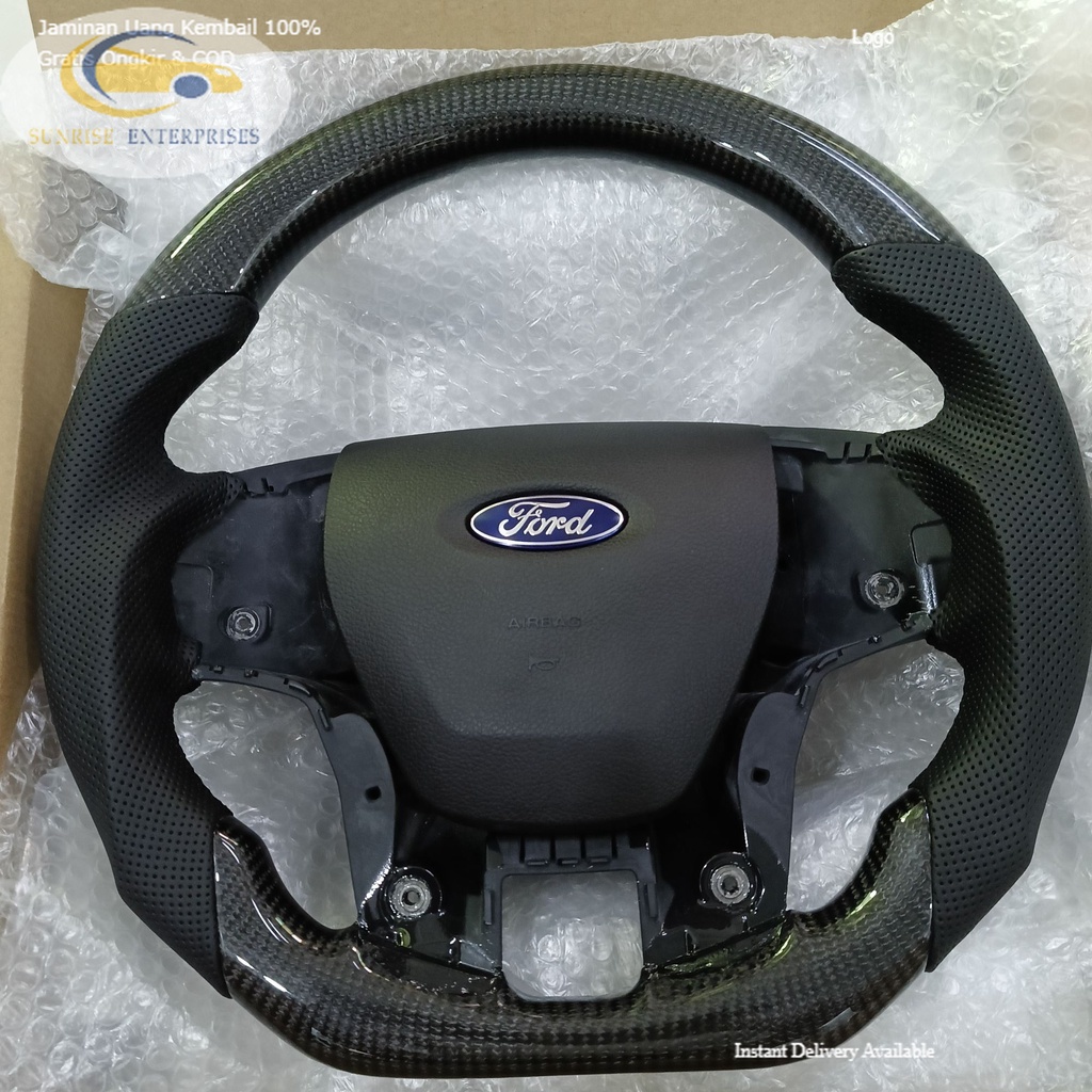 Customized Steering Wheel Carbon Fiber with Leather Skin Ford Ranger ...
