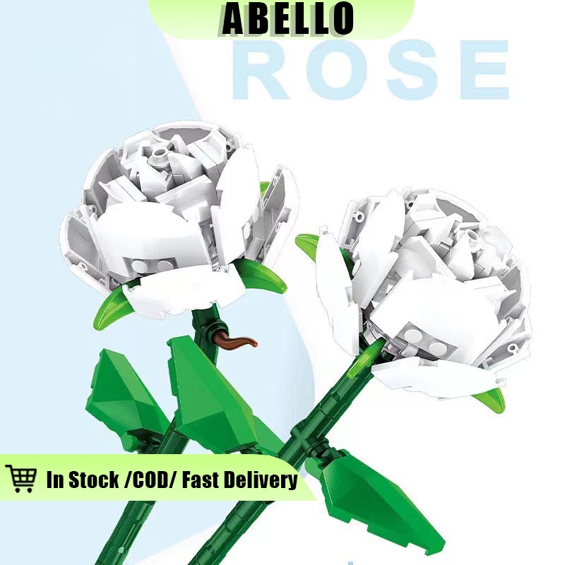 DIY Rose Flower Blocks Girl Toy Bouquet Creative Building Blocks Flower ...