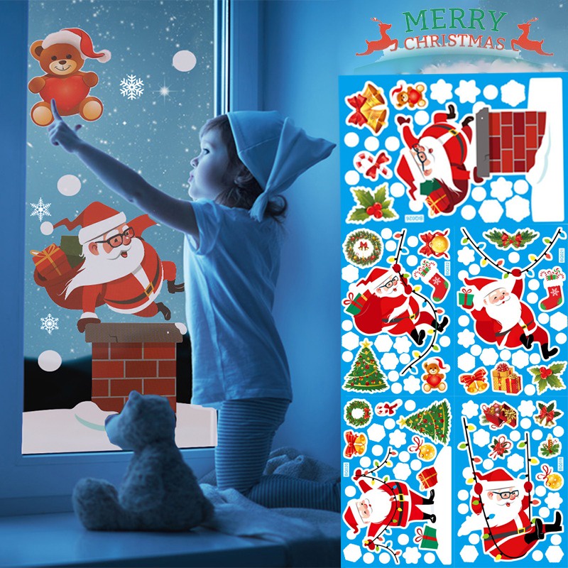 6 Style Santa Claus Glass Window Sticker / Christmas Gift Santa New ...