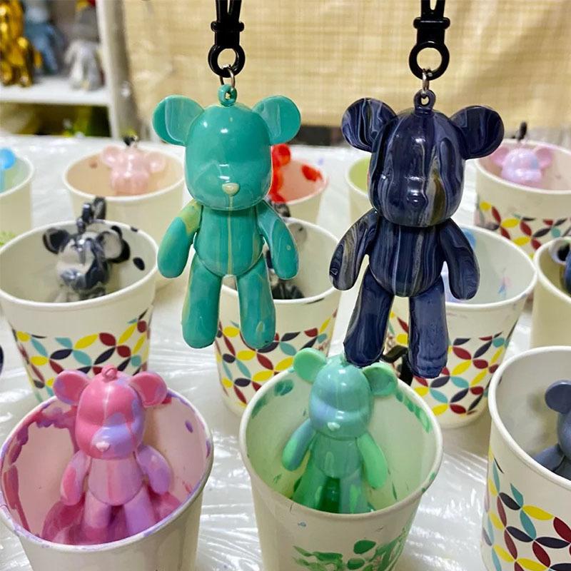 Fluid Bear Keychain DIY Bearbrick Handmade Violent Bear Fluid Painting ...